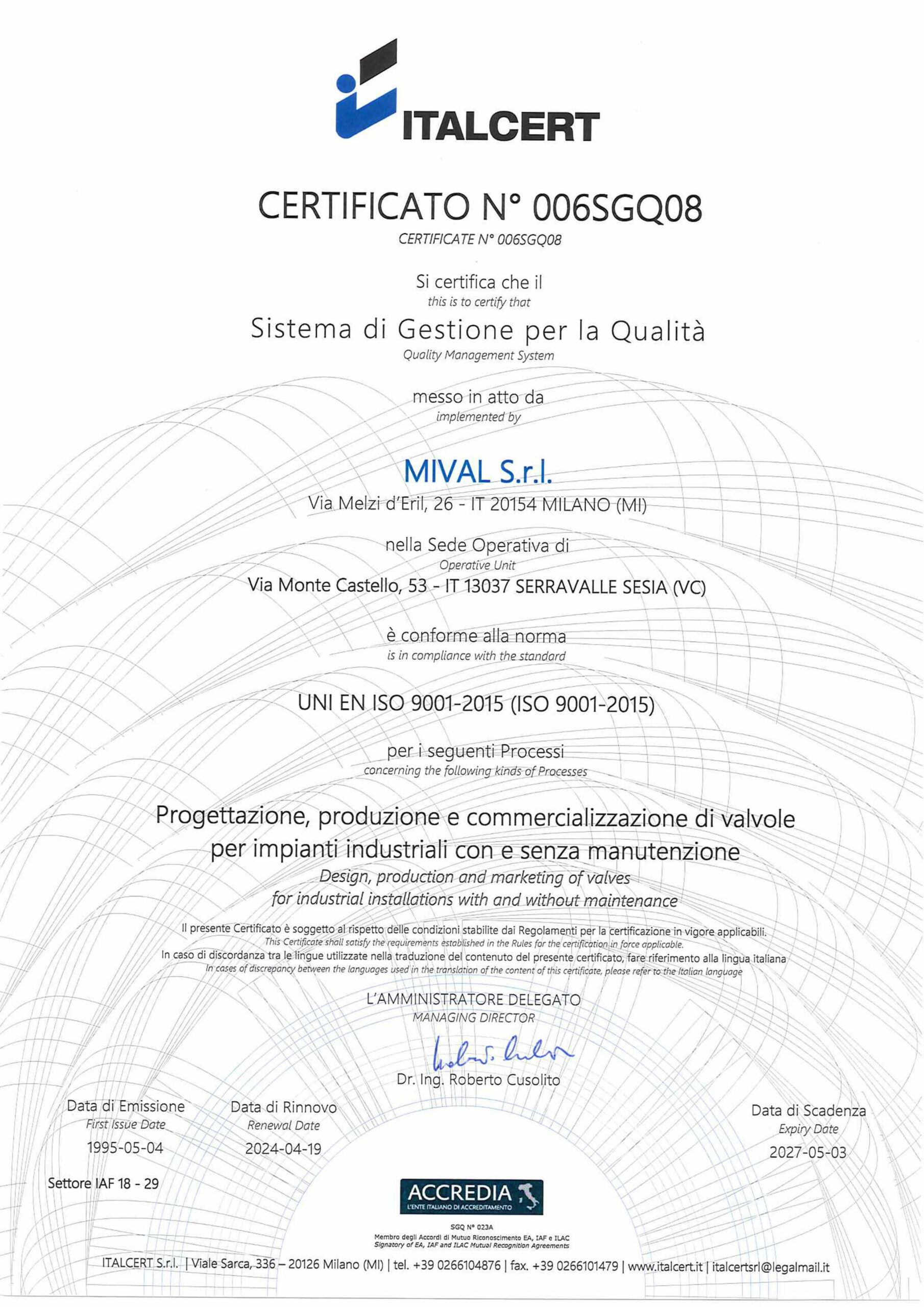 Mival Products | High Quality Industrial Valves